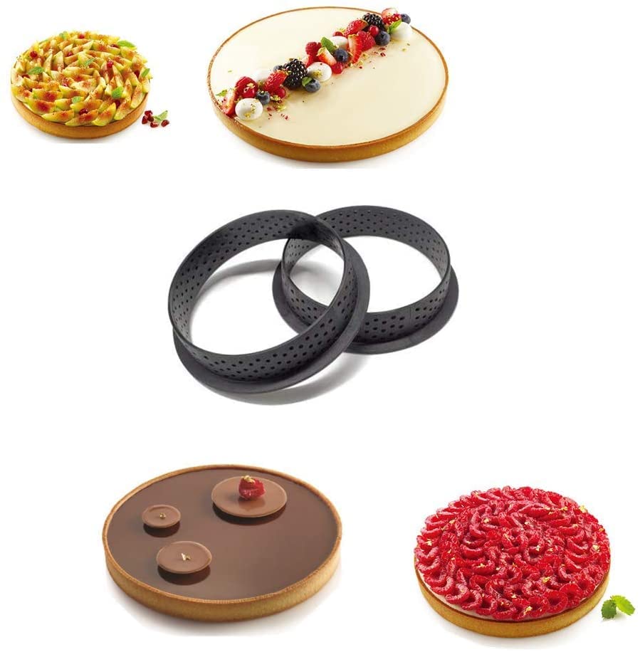 Tart Ring Molds, Hsxxf 8pcs Round Shape Cake Molds Mousse Circle Mini Tart Rings for Baking Muffin Mousse Cake Circle Cutter (8)