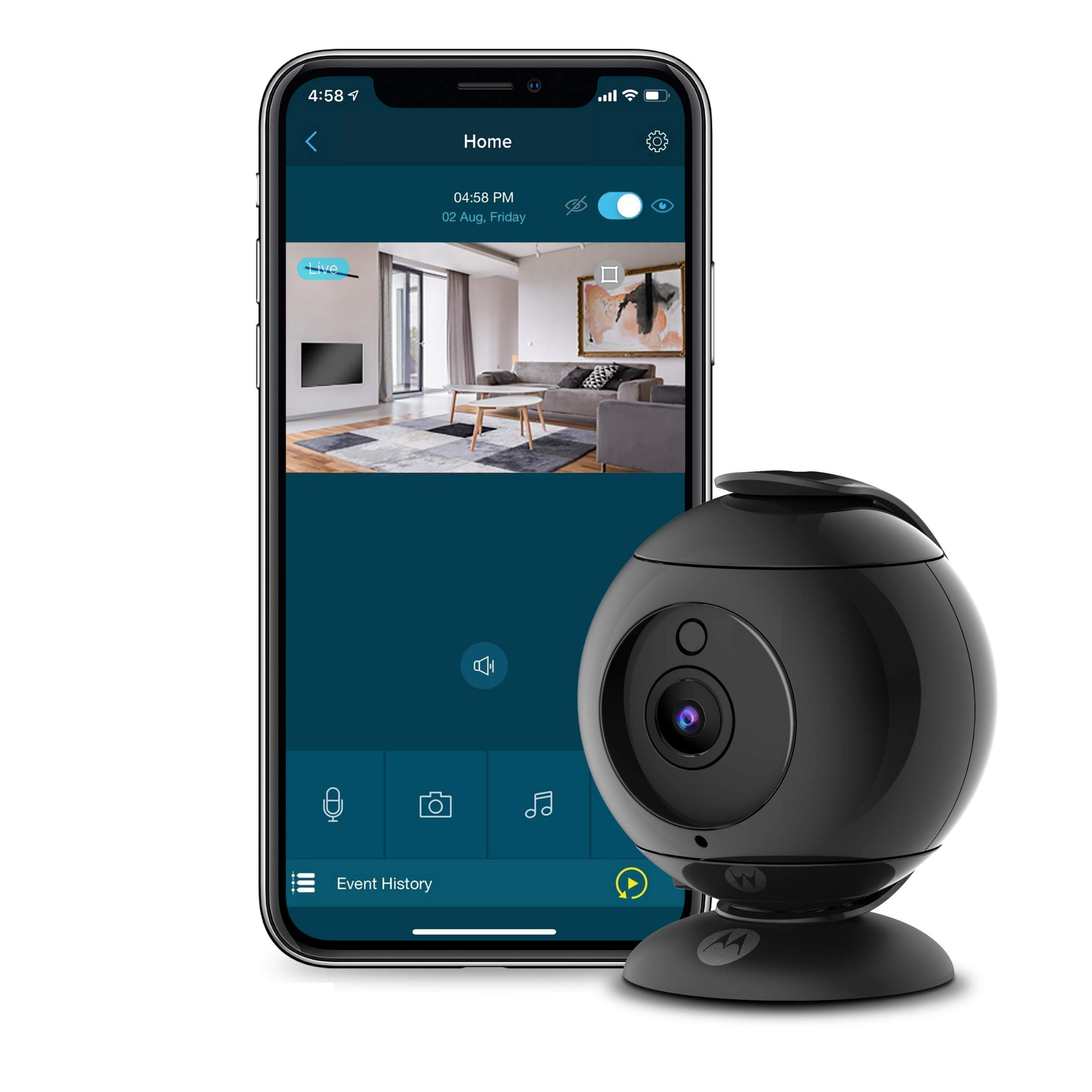 Motorola Focus89 Wireless Indoor Camera for Home – Security Surveillance System with Sound and Motion Detection, Remote Pan, Digital Zoom, Two-Way Talk – 1080p Video, Night Vision, Black