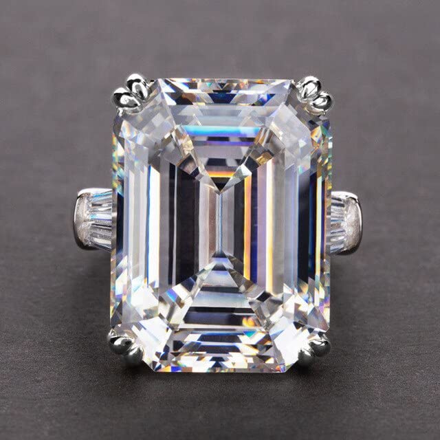 Simple Shiny Big Rectangle Zircon Women Rings White/Pink Stones Available Bridal Wedding Ring Noble Lady Ring
