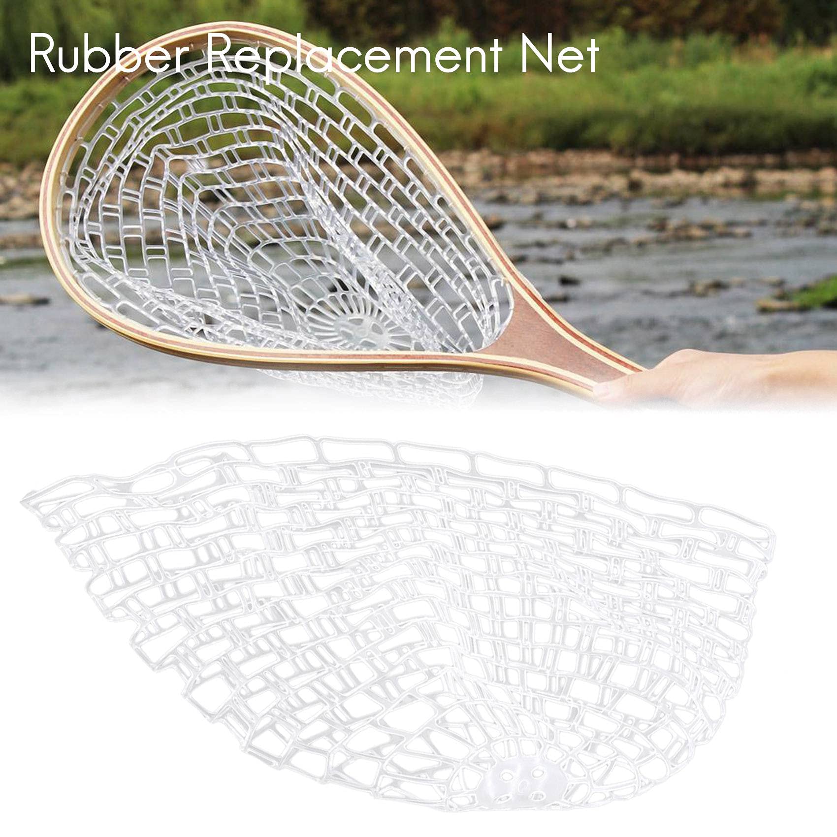 QONIA 47 Inch Clear Rubber Replacement Net Replacement Bag for Fly Fishing Landing Net Fishing Tackles