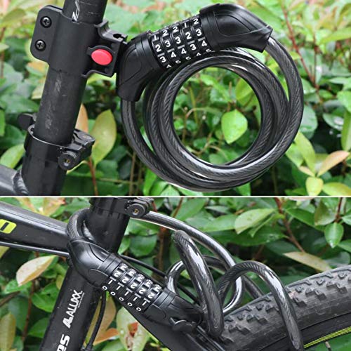 MUMA Bike Cable Lock, 5-Digit Resettable Combination Bicycle Chain Lock with Bracket for Bicycle, Mountain Bike, Scooter (Size : 125cm)