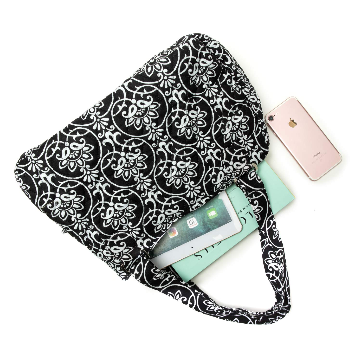 MAGOU Handle Bags Shoulder Bag - Quilted Cotton Tote Bag, Soft Lightweight Purse Handbag