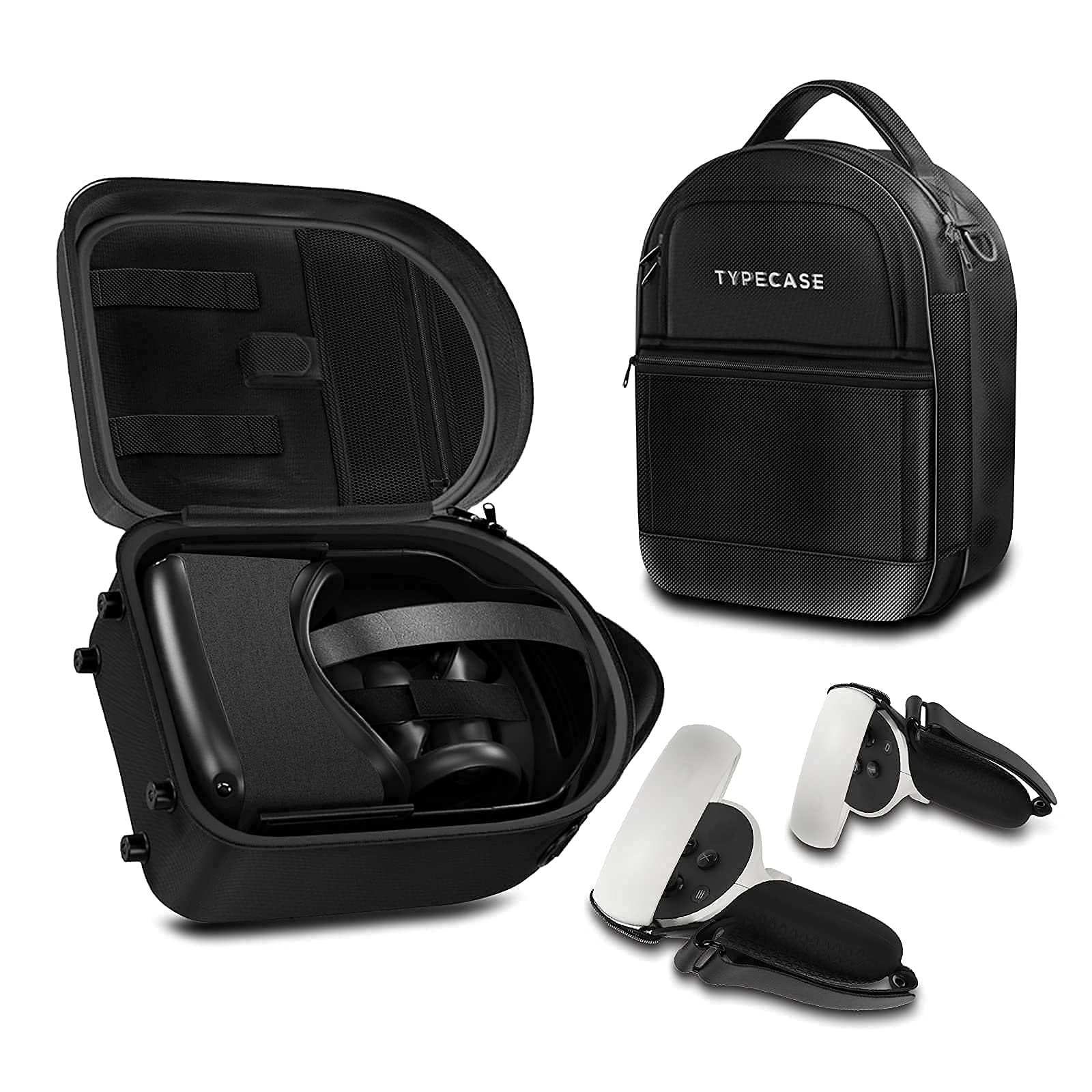 Oculus Quest Case All-in-one Carrying Case for Oculus Quest 2 VR Gaming Headsets and Controllers Accessories, Hard Protective Travel Case with Shoulder Strap, VR Glass Protector-Shock-Dust-Water Proof