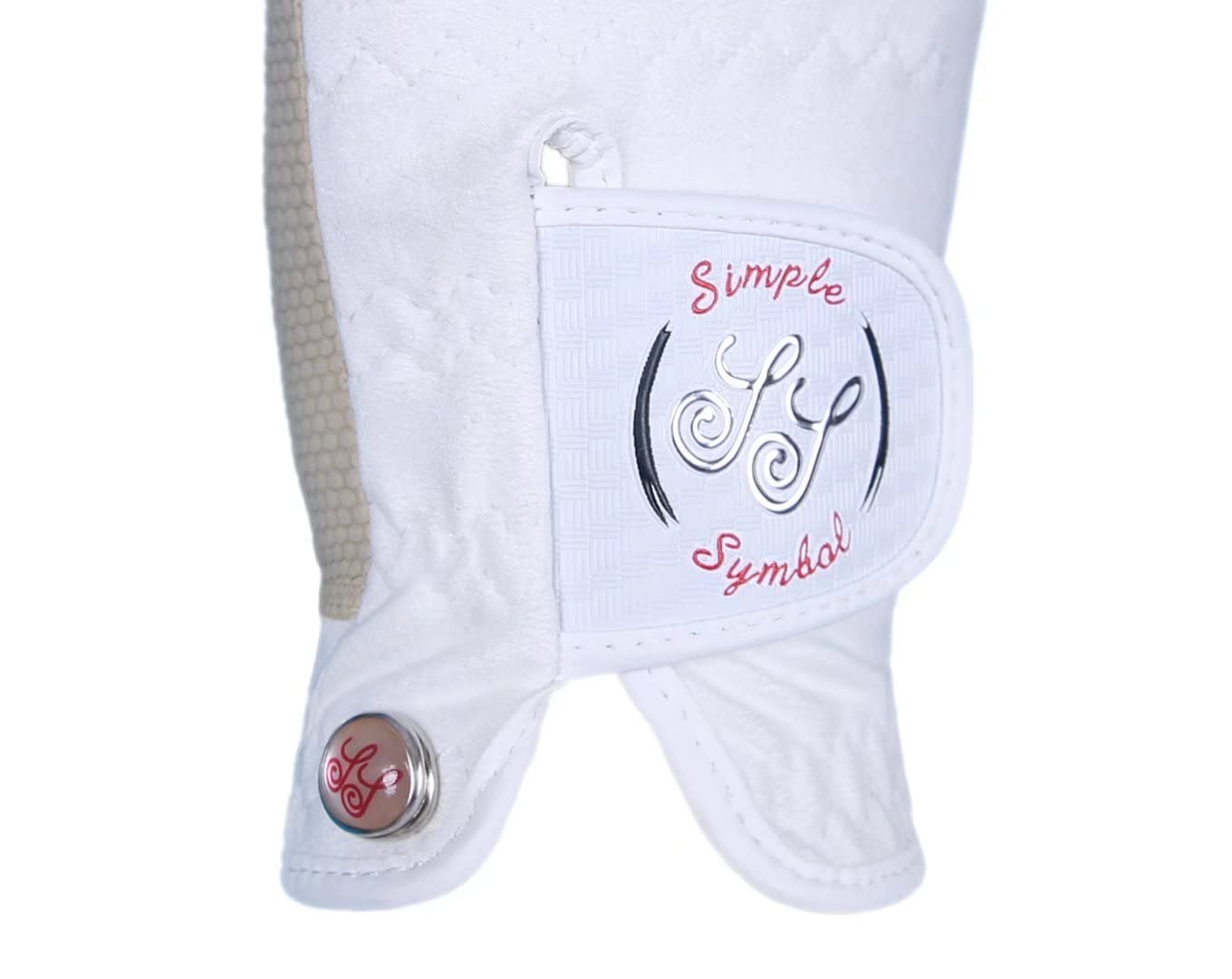 SIMPLE SYMBOL Women's Golf Glove Microfiber Non-slip Two Pack(Left is Wear On Left Hands,Right is Wear On Right Hands) Three Colors to Choose from Navy Blue/Black/Beige(Beige,L,Left)