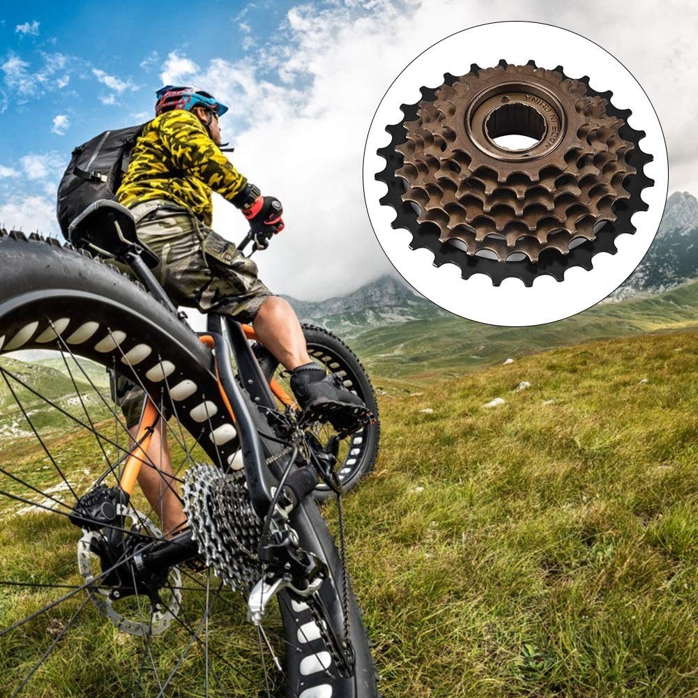 Maxmartt Cassette Flywheel, 7 Speed Bike Cassette, 14T-28T Bike Rear Multistage Flywheel,Bicycle Freewheel Cassette Sprocket 7 Speed Mountain Bike Replacement Accessory