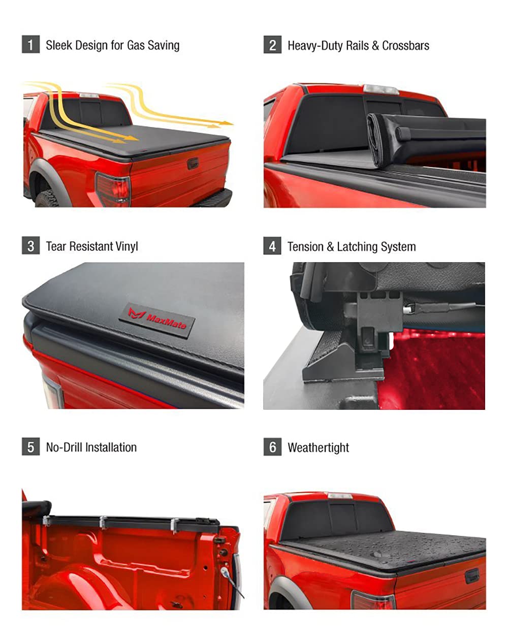 MaxMate Soft Roll-up Truck Bed Tonneau Cover Compatible with 2019-2024 Ram 1500 New Body (Not Fit 19-24 Classic) | 5'7" (67") Bed | TCD169046