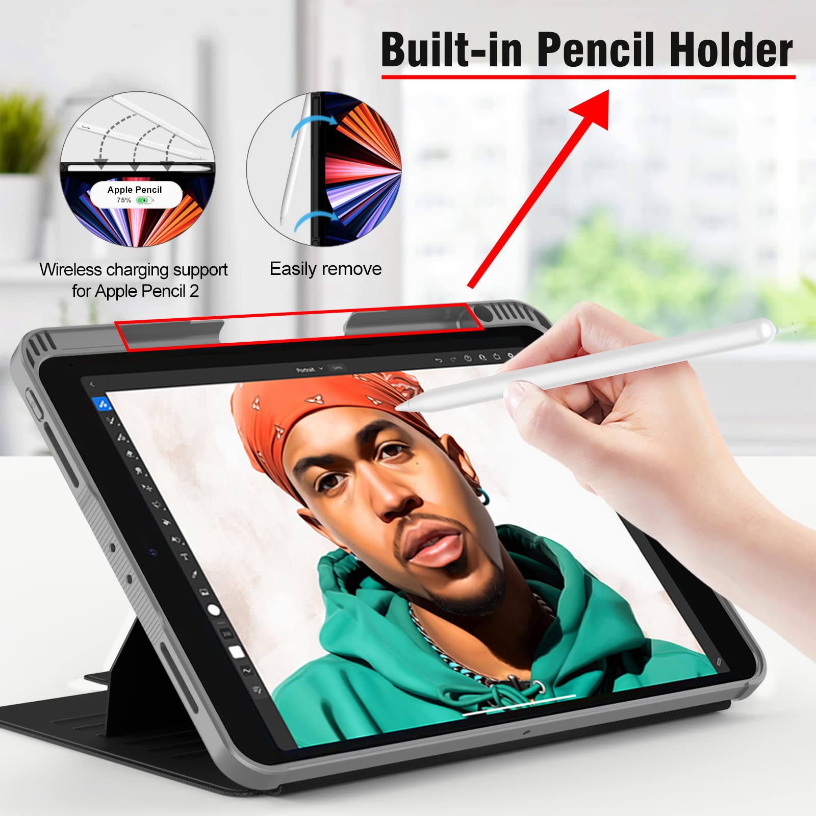OCYCLONE iPad Pro 11 Case 2021/2020, 6 Viewing Angles Magnetic Stand + Pencil Holder + Auto Wake/Sleep + Clear Back Heavy Duty Protective Case for iPad Pro 11 inch 3rd/2nd/1st Generation, Pink