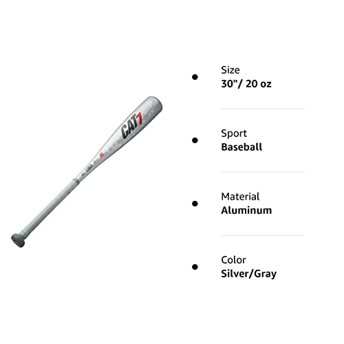 Marucci CAT7 Silver -10 USSSA Senior League Baseball Bat, 2 3/4" Barrel, 30"/ 20 oz