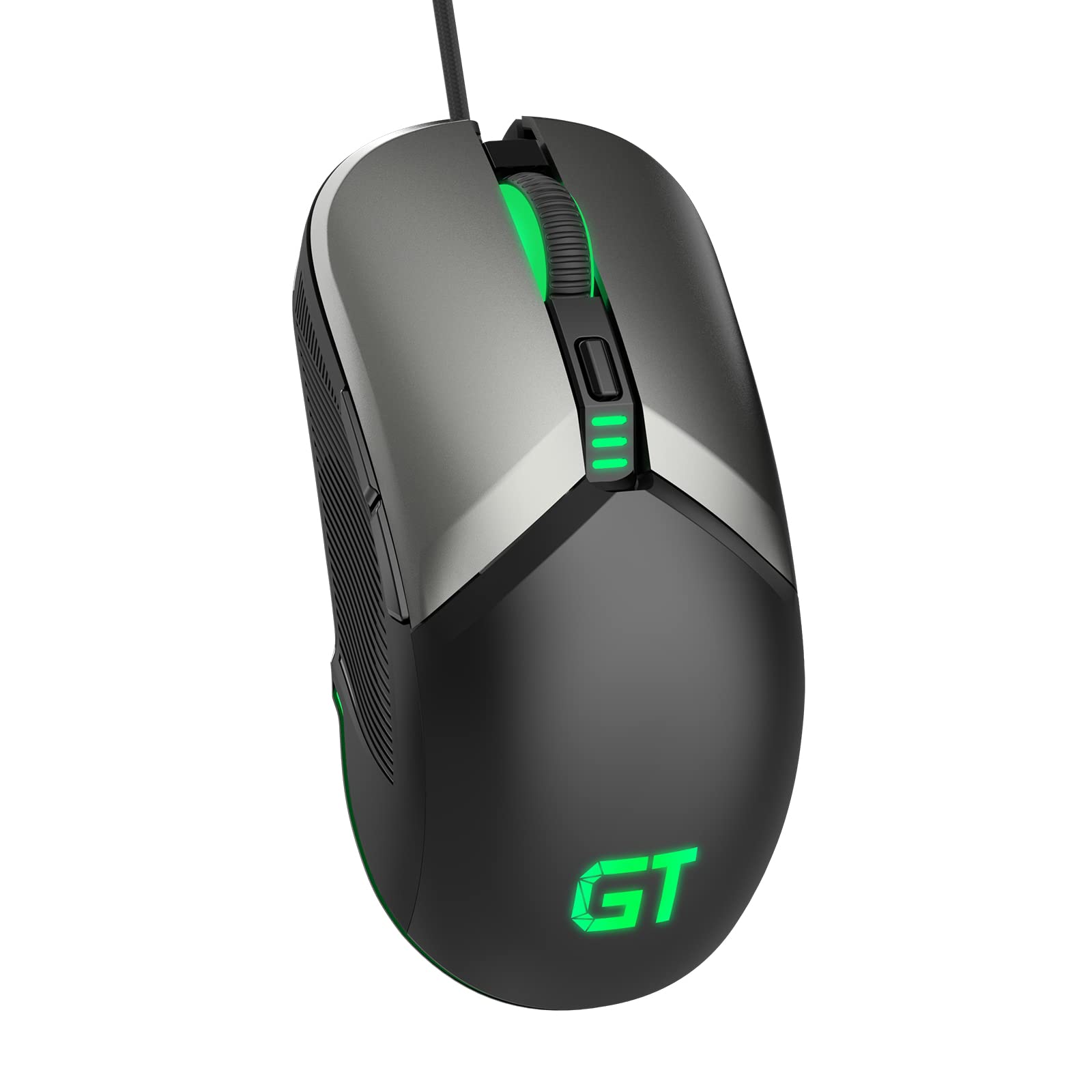 RaceGT Wired RGB Gaming Mouse, Ergonomic Mouse with 7 Backlight RGB Lighting Modes up to 7200 DPI,6 Buttons for Windows PC Gamers (Black)