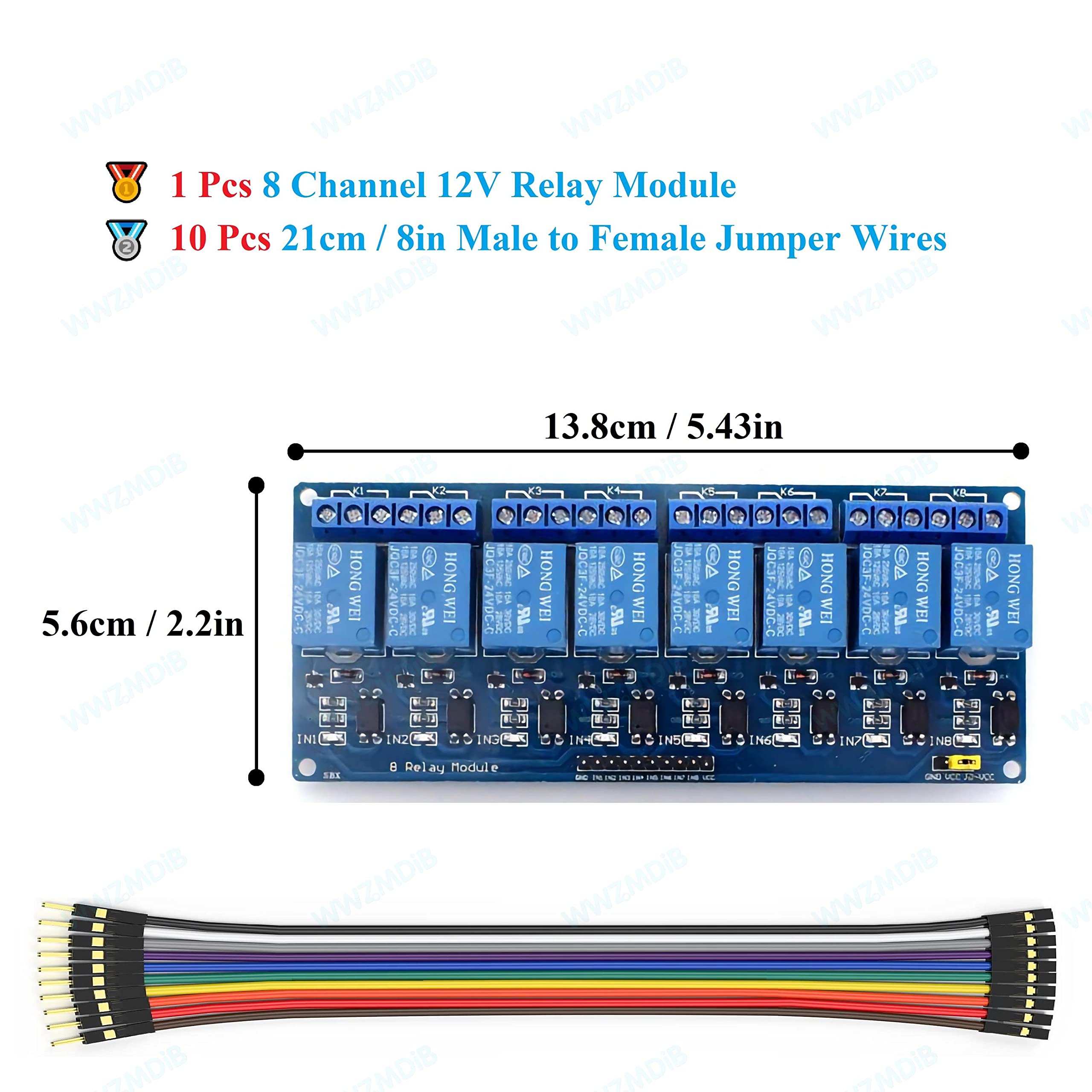WWZMDiB 12V 8 Channel Relay Module Board for Arduino DSP AVR PIC ARM