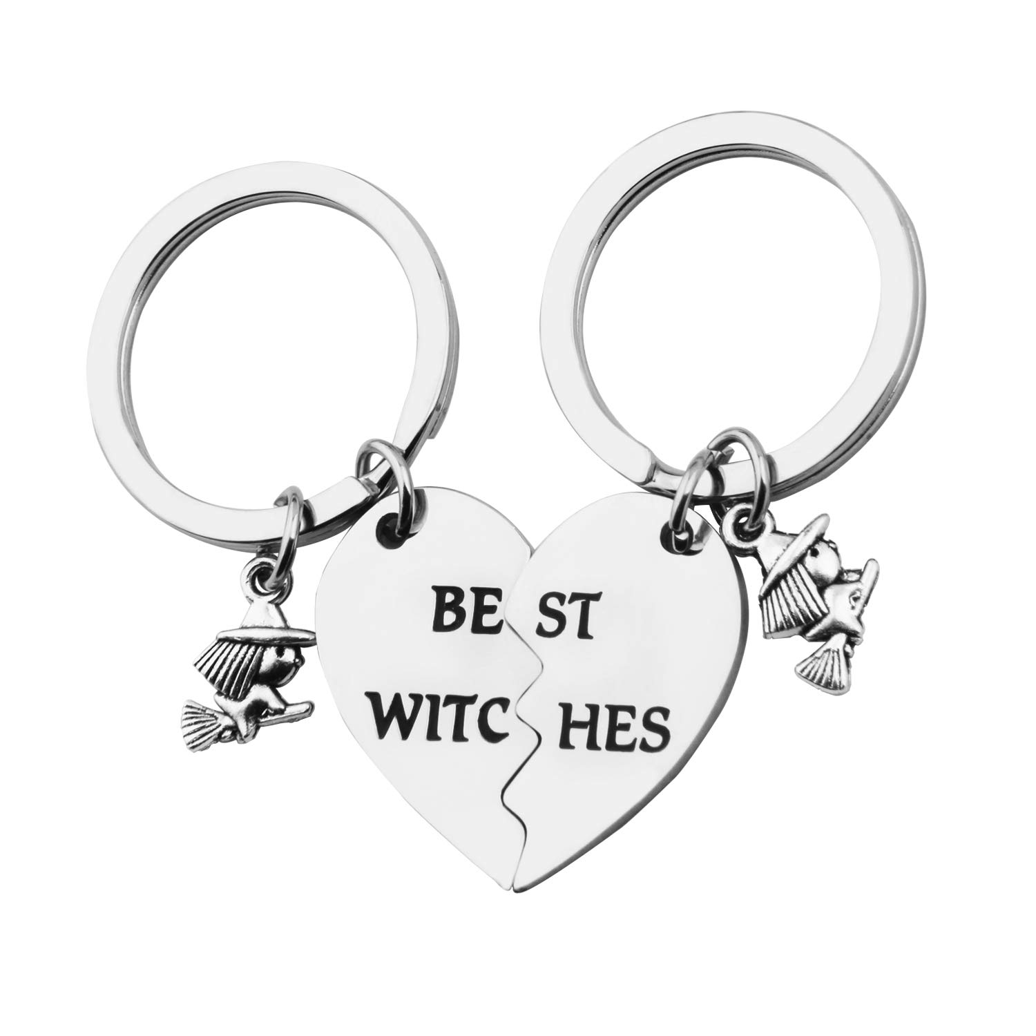 MAOFAED Best Friend Gift Best Witches Keychain BFF Gift Friendship Gift Sister Gift Friend Keychain Set