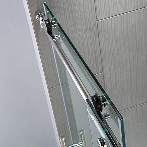 WOODBRIDGE Frameless Sliding Bathtub Door, 56"-60" Width, 62" Height, 3/8" (10 mm) Clear Tempered Glass, Brushed Nickel Finish, Designed for Smooth Door Closing and Opening. MBSDC6062-B4