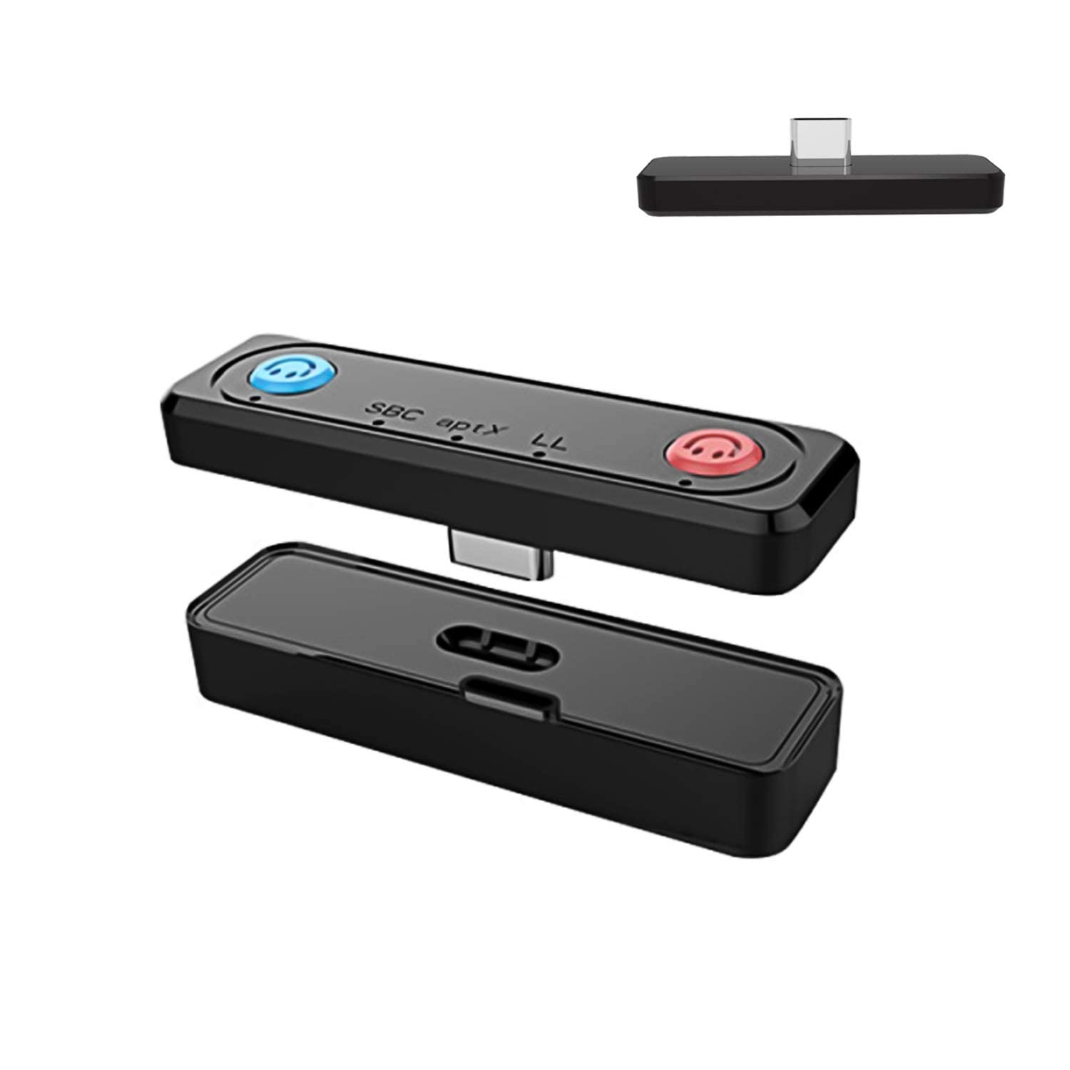 Micnaron Bluetooth 5.0 Audio Transmitter Adapter Ultra Slim with USB C Cnoector Built-in Digital Mic APTX Low Latency for Nitendo Switch Lite Compatable with PS4 PS5 Computer, Support Dual Connections