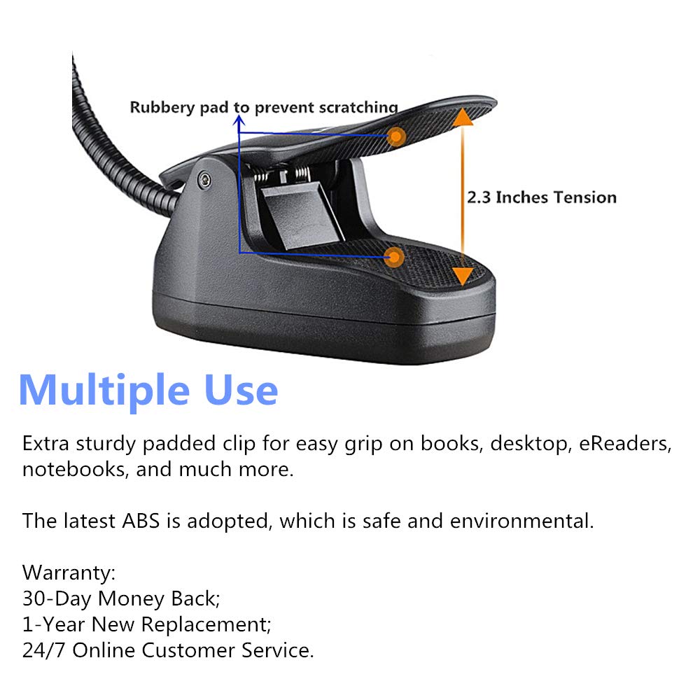 Lightess Dimmable Music Stand Lights Clip on Book Light Piano LED Reading Lamp USB Desk Lamp, Black