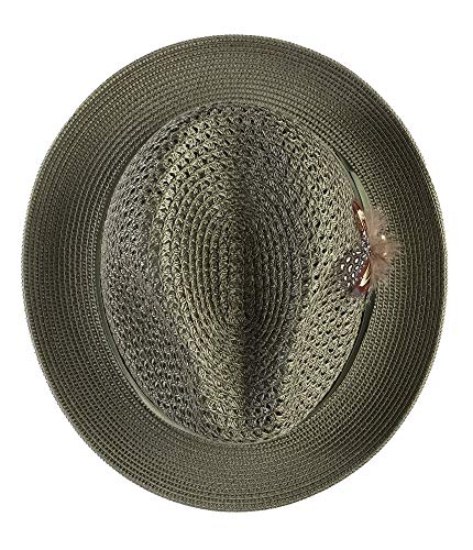 MONTIQUE Men's Braided Pinch Fedora Hat H24 (Large, Olive)