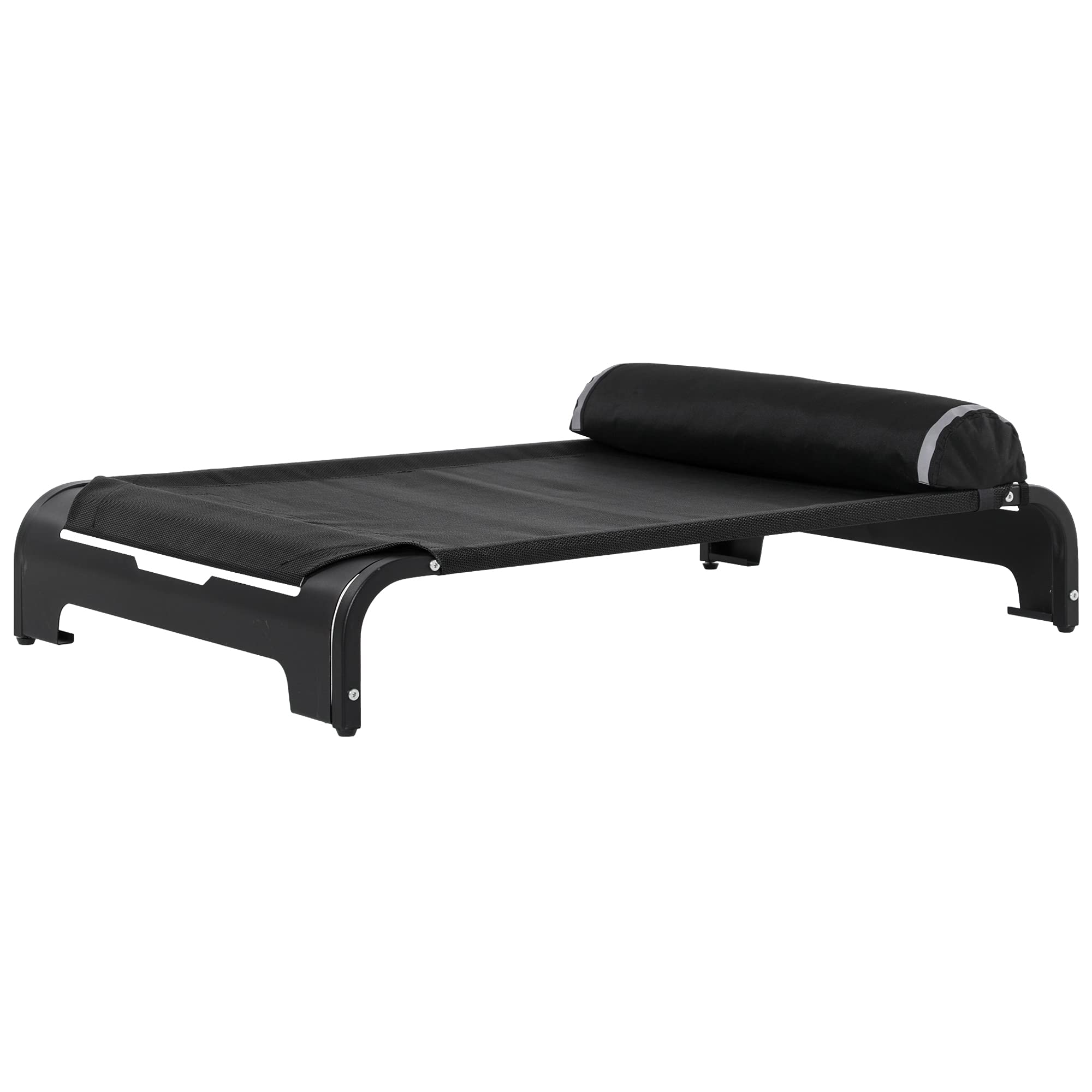 PawHut Elevated Dog Bed w/Removable Pillow, Raised Pet Bed w/Steel Frame & Breathable Mesh Fabric for Large and Medium Sized Dogs, Black