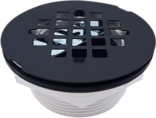 Westbrass D206P-62 4-1/2" OD Shower Drain Assembly and Grid Strainer Cover fits both Sch. 40 PVC & ABS Pipes, Matte Black