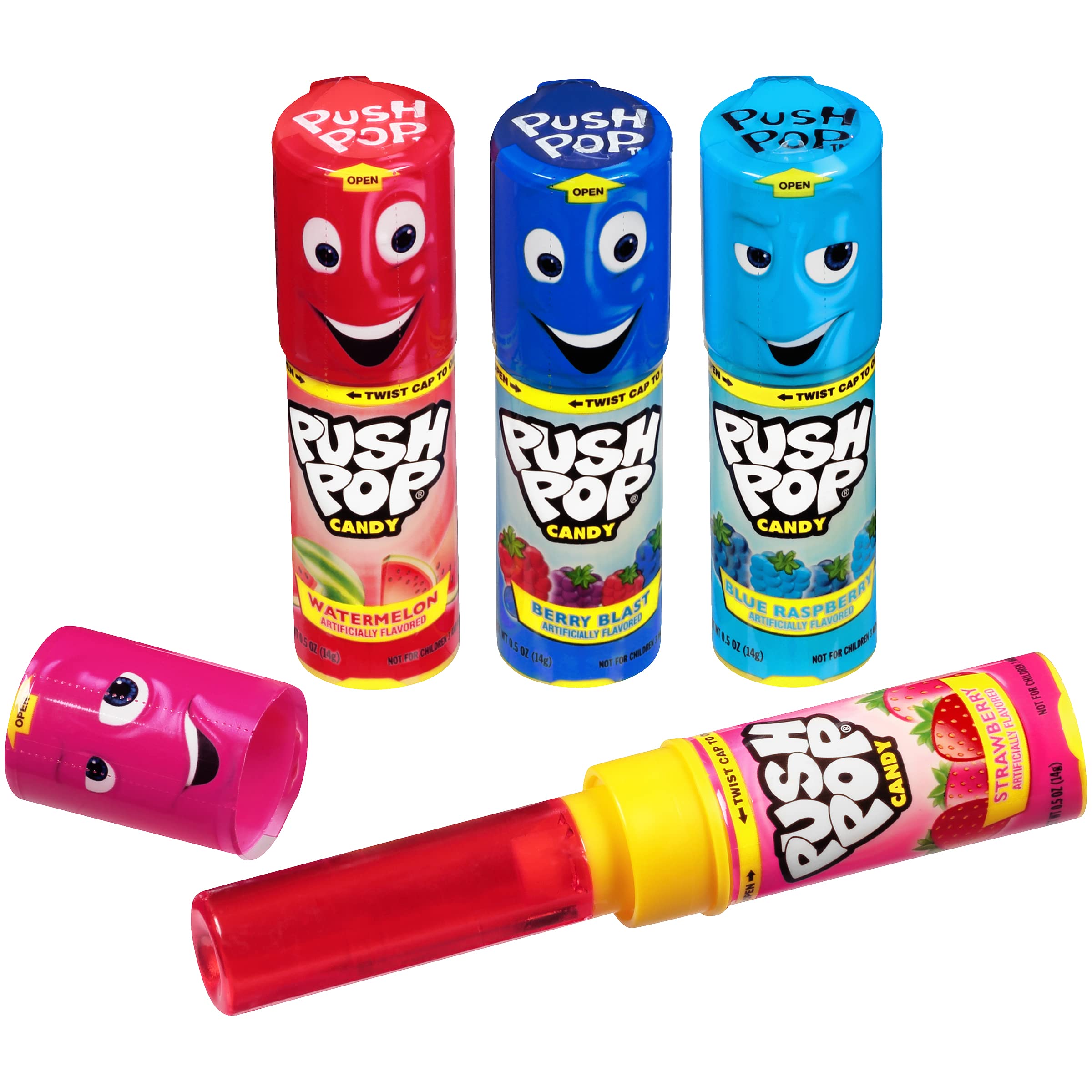 Push Pop Candy Lollipops - Individually Wrapped Variety Candy Party Pack - 24 Count Lollipops in Assorted Fruity Flavors - Fun Candy for Gifts, Celebrations, Party Favors, Gift Baskets, & Birthdays