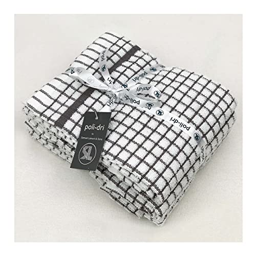 Poli-Dri Cotton Tea Towel (Charcoal Gray, 6-Pack)