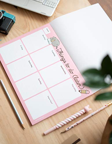 Pusheen Desk Pad A4 with Daily, Weekly and Monthly Calendar, Desktop Planner, Desktop Note Pad, 54 Undated Tear Off Sheets, 8.3 x 11.7 inches, To Do List - Kawaii Stationery
