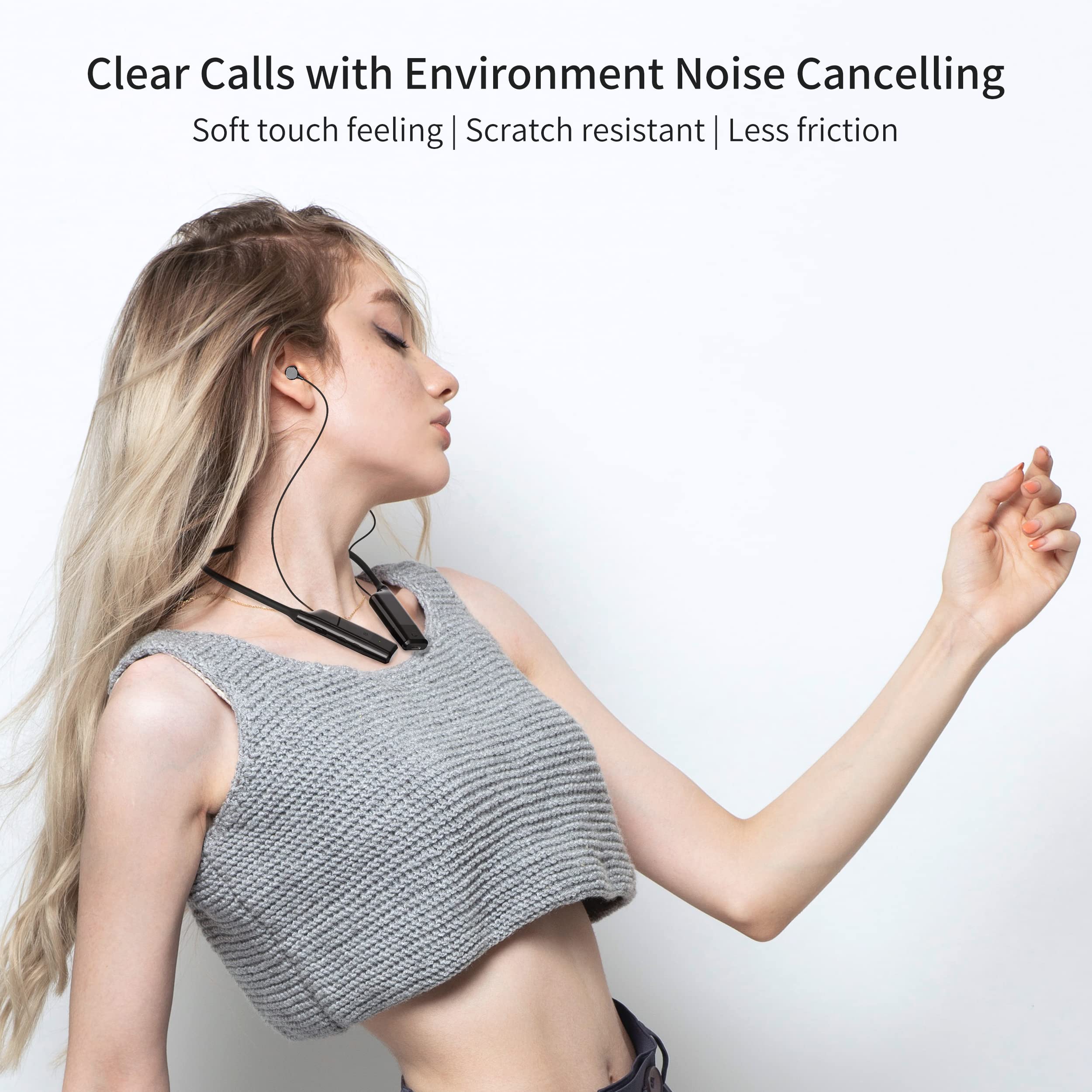TPHOMALA Wireless Neckband Microphone, Bluetooth Headphones with Microphone for iPhone,Android, iPad,Laptop,Record.vlog.