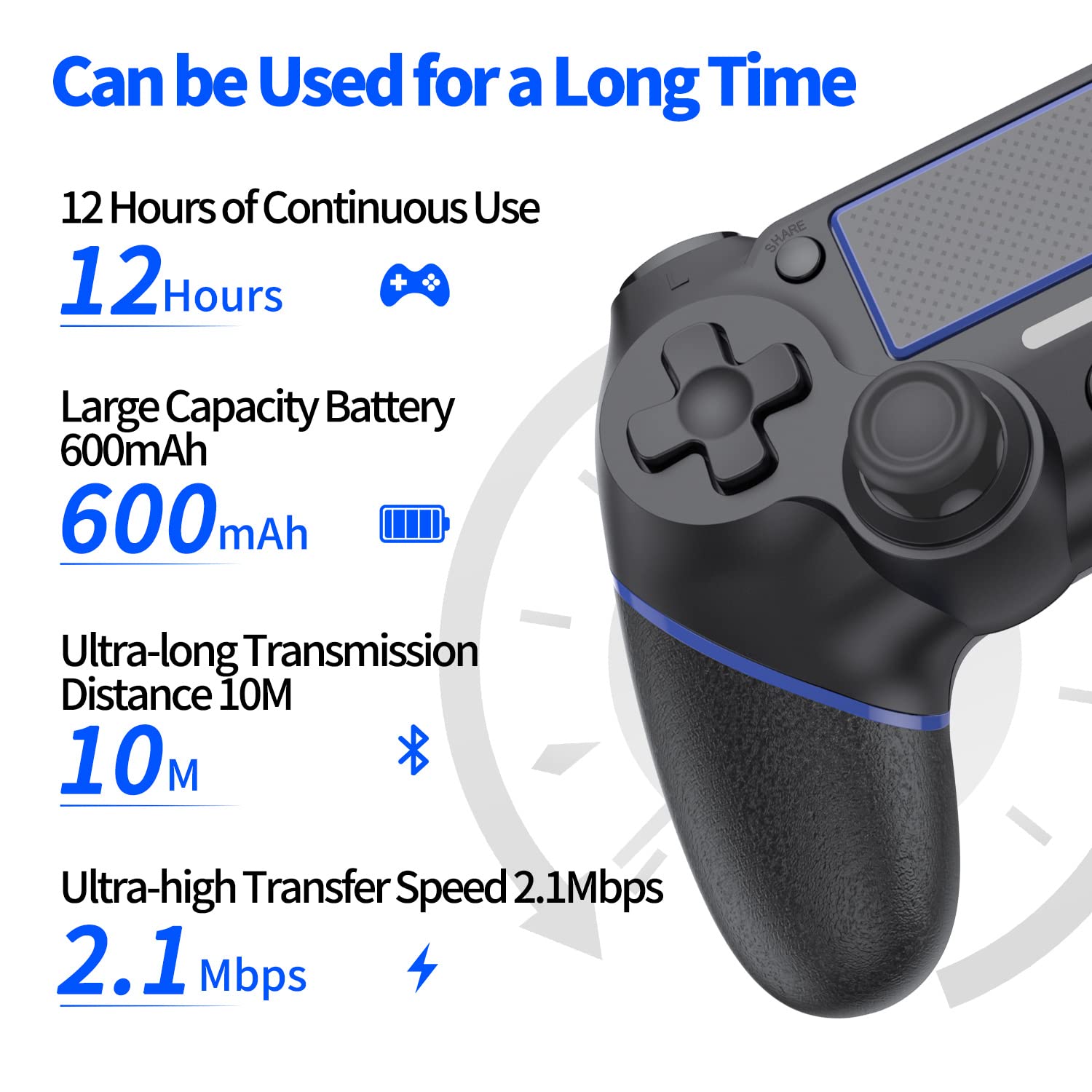 Replacement for PS4 Controller, Remote Joystick Wireless Controller for Ps4/Pro/PS3/Slim/PC, Touch Panel Gamepad with Dual Vibration and Audio Function