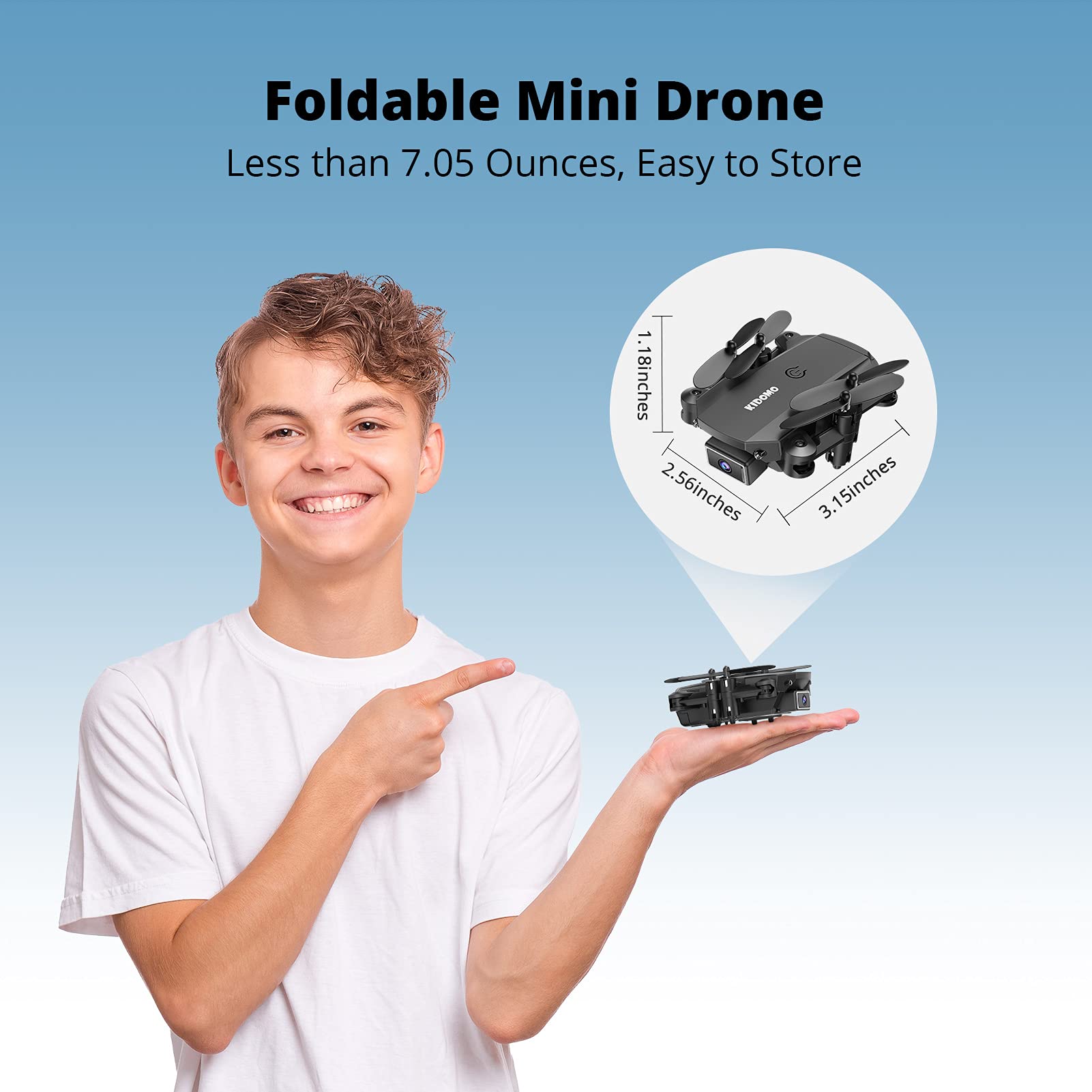 Mini Drone for Kids 8-12 with Camera - 1080P HD Foldable RC Drone for Beginners, Gesture Control, One Key Taking Off/Landing, Headless Mode, Altitude Hold, Trajectory Flight, 360° Flips, 3 Speed Modes