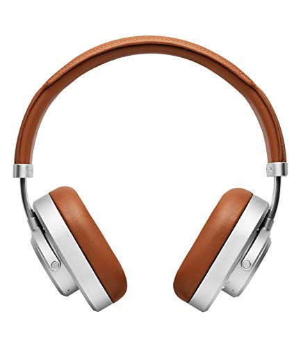 Master & Dynamic MW65 Active Noise-Cancelling (Anc) Wireless Headphones β Bluetooth Over-Ear Headphones with Mic, Silver Metal/ Brown Leather