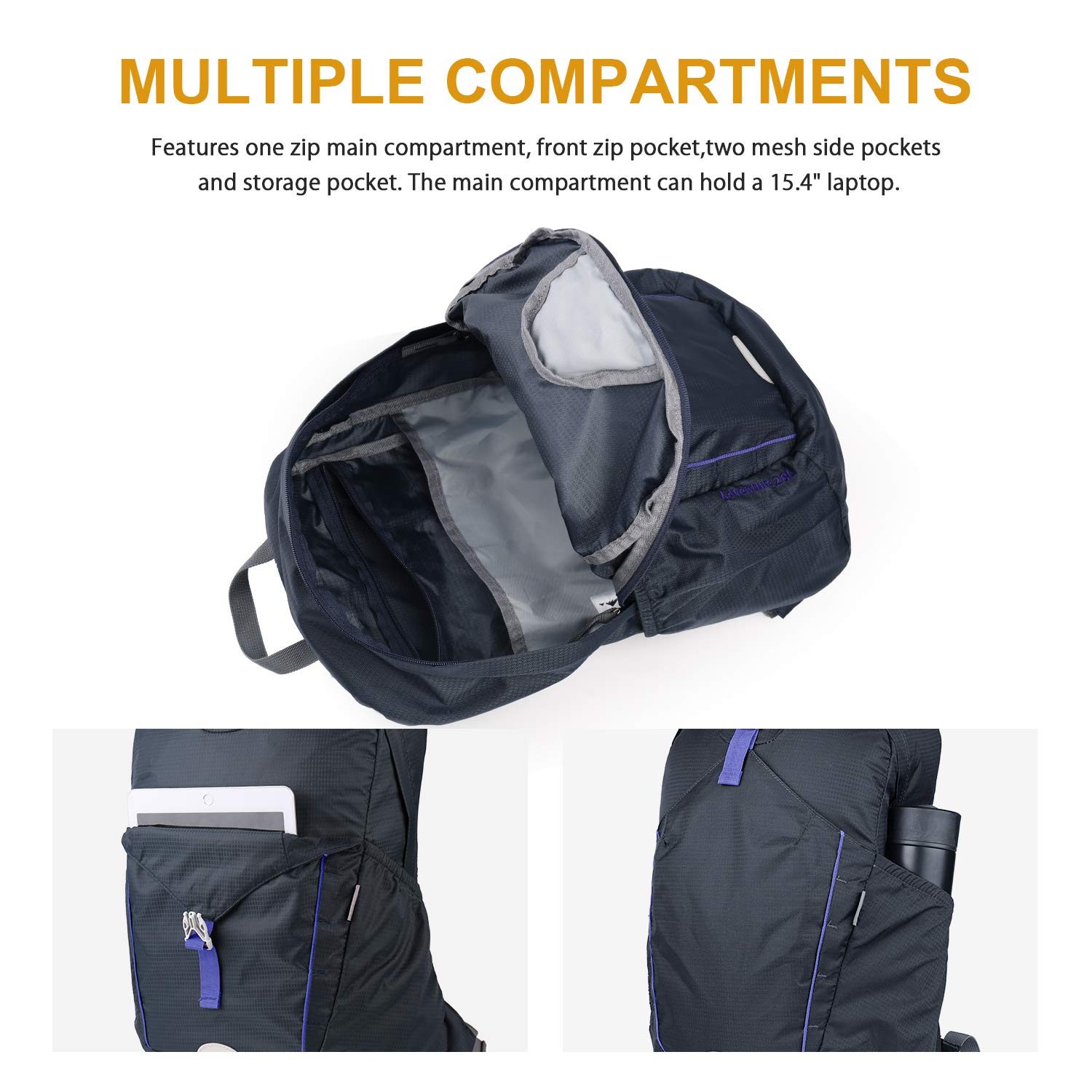 MOUNTAINTOP 28L Packable Travel Hiking Backpack Daypack