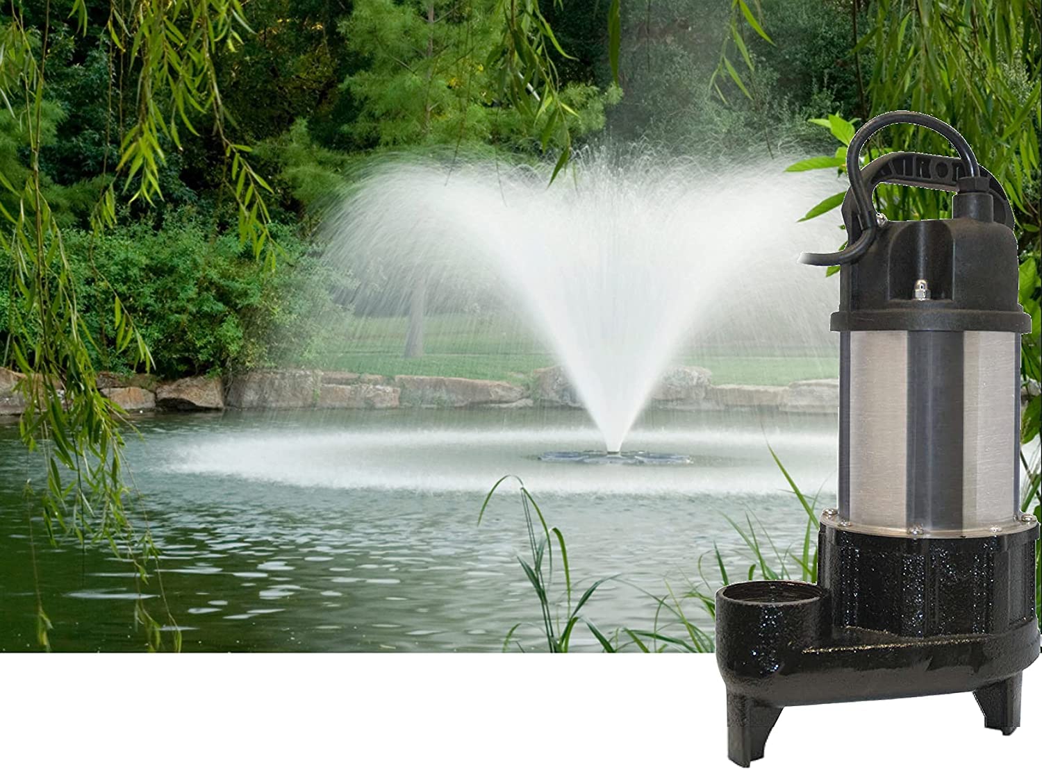 Little Giant WGFP-50 115 Volt, 4280 GPH Stainless Steel and Cast Iron Water Feature Pump with 19-Ft. Cord, Black, 566068