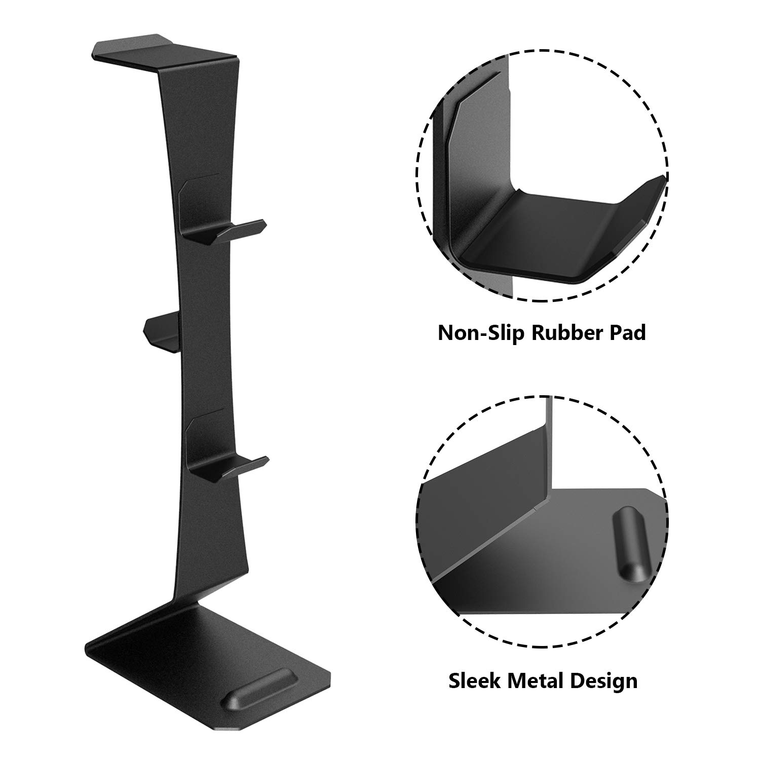 MiiKARE Controller Holder 6 Tiers with Headphone Holder, Adjustable Gaming Controller Headset Stand, Game Controller Stand for All Xbox PS4 PS5 Switch Pro Crontroller Gaming Accessories - Black2