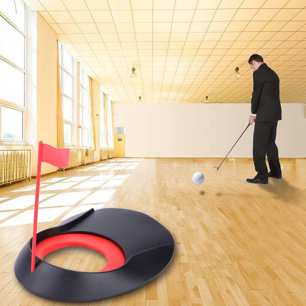 Mootea Putter Trainer, Putting Cup Hole Putter Plastic Practice Trainer Aid Flag Regulation-Sized 1Set for Golf Indoor Outdoor(B-Red)