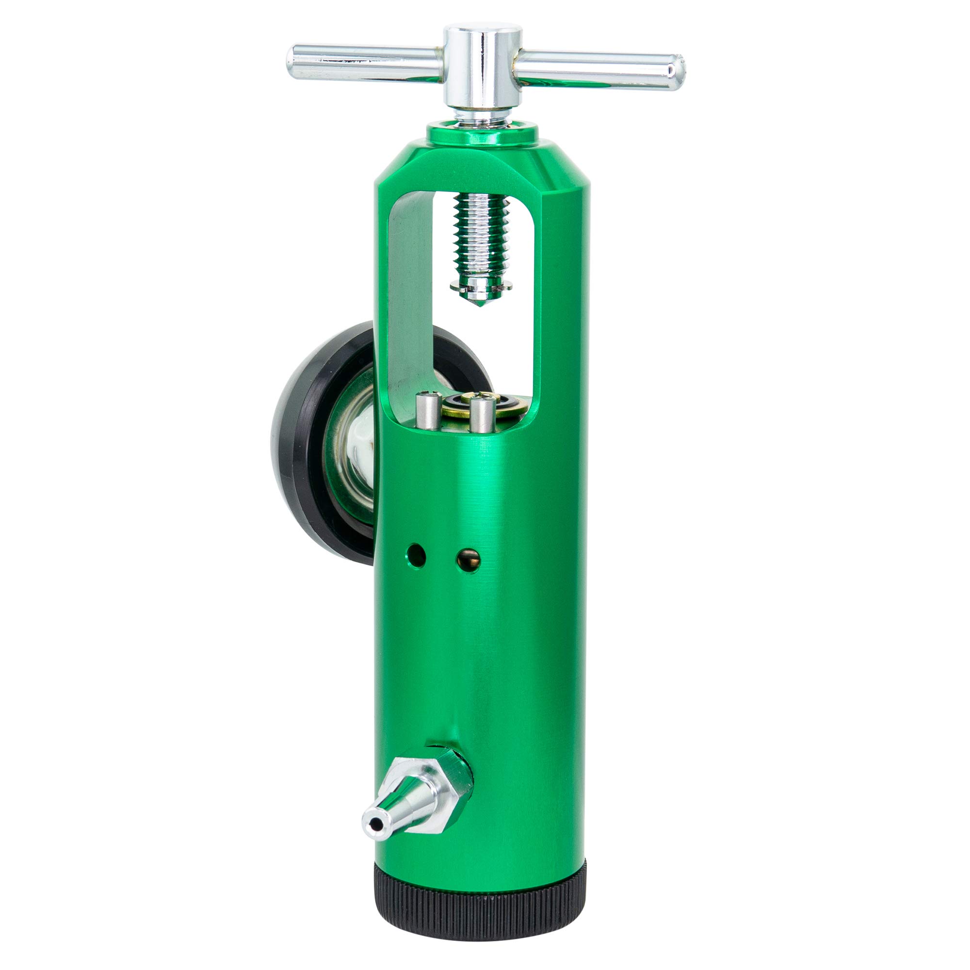 LINE2design First Aid Oxygen Cylinders Uni-Body Regulator Anodized Aluminum, Latex Free, 0-15 Liters - Home Health Aid Medical Oxygen Cylinders - Green