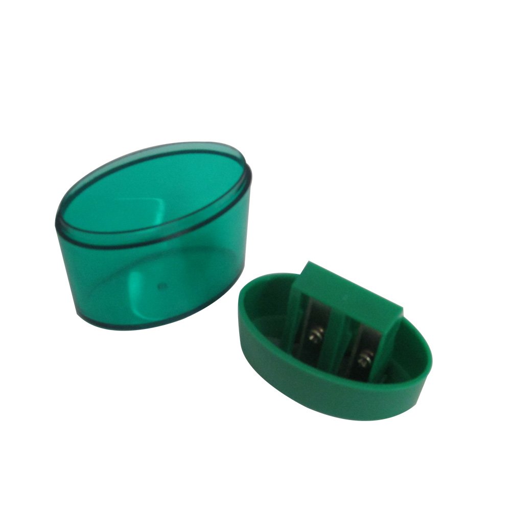 Mega Stationers Mega Pack of 12 Double Hole Oval Shaped Pencil Sharpener with Cover and Receptacle - Comes in 4 Colors