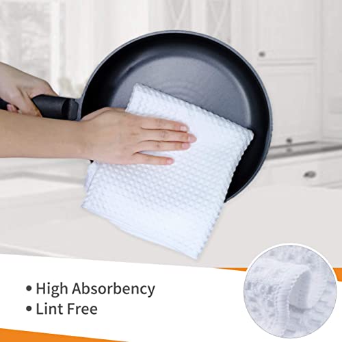 ProHomTex Microfiber Kitchen Dish Hand Towels, Waffle Weave Set of 6 (16β x 28β) Highly Absorbent (White)