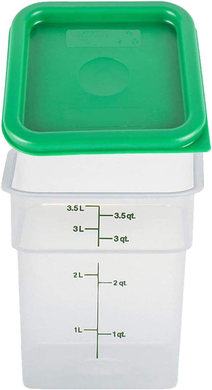 Lumintrail Cambro 4SFSPP190 4 Qt. Translucent Container with SFC2452 Kelly Green Lid, 4Quart, Pack of 2, with Measuring Spoon Set