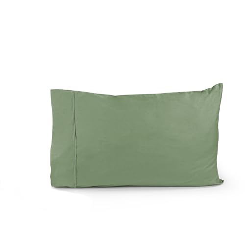 Linenwalas 100% Cotton Percale Sheet Set Full Size, Strong Breathable Crisp and Cooling Premium Cotton 4 Piece Sheet Set- 1 Flat, 1 Fitted, and 2 Pillowcases (Avocado Green/Full Size)