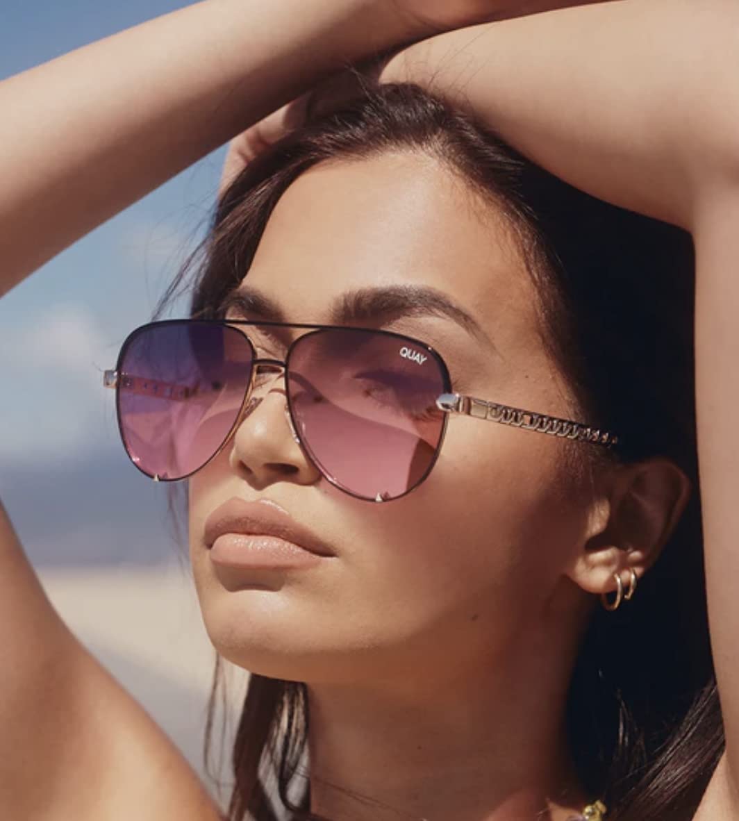 Quay Australia High Key Links Gold Pink Sunglasses