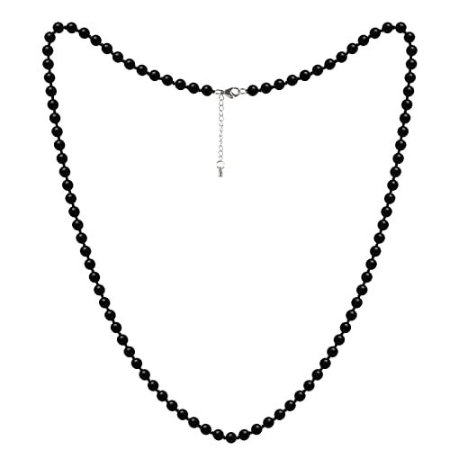 Morocca Long Shungite Necklace W/ 95 Black Round Beaded Natural Gemstone Stone Men Necklaces+5 DIY Shungnite Beads