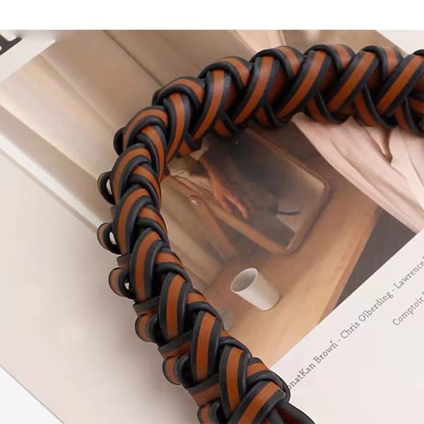 SMART DK Genuine Leather Braided Handle Compatible with Neonoe Strap for Metis Noe BB NM Beaubourg Hobo (BROWN)
