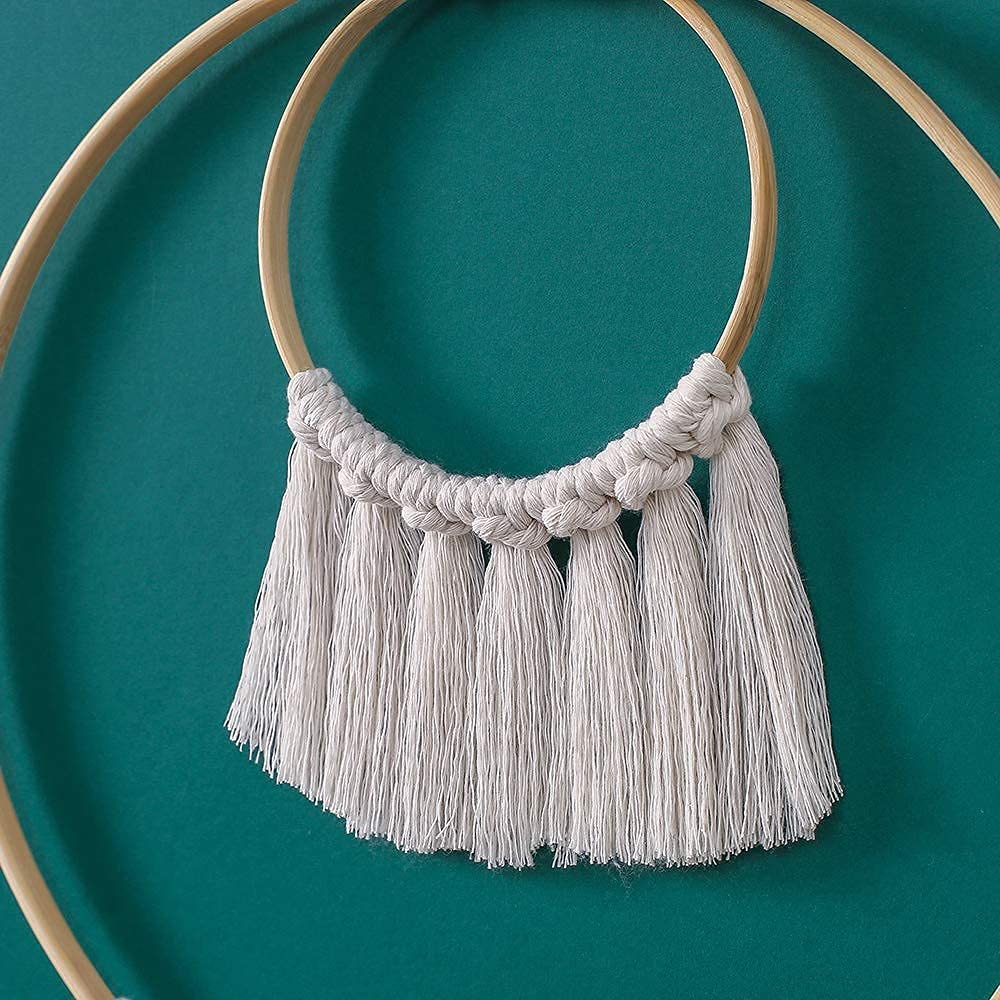 O-heart Macrame Wall Hanging, Woven Boho Chic Wall Decor Cotton Leaf Feather Bedroom Decor Large Wall Art Decor, Bohemian Home Decorations Wall Accent - Style 1