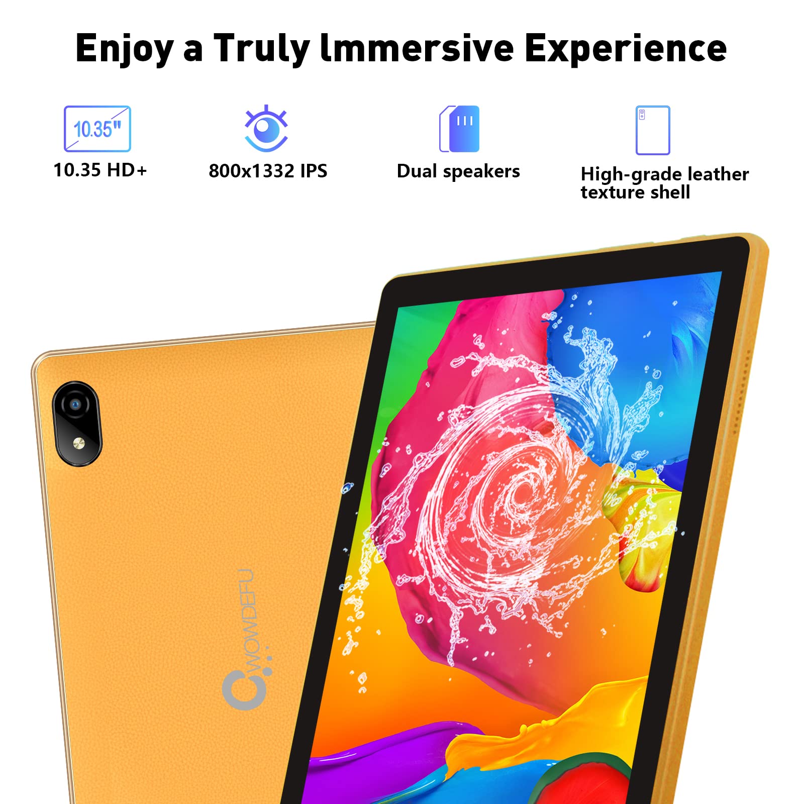 Tablet 10 Inch New,Android Tablet AX WiFi 6+2.4&5GWifi,3GB RAM 32GB ROM Storage,IPS HD 1332x800 Screen,4 Core Processor,Google Tablet, YouTube,Bluetooth 5.0,6000 mAh Battery,Leather Fine Grain(Oe)
