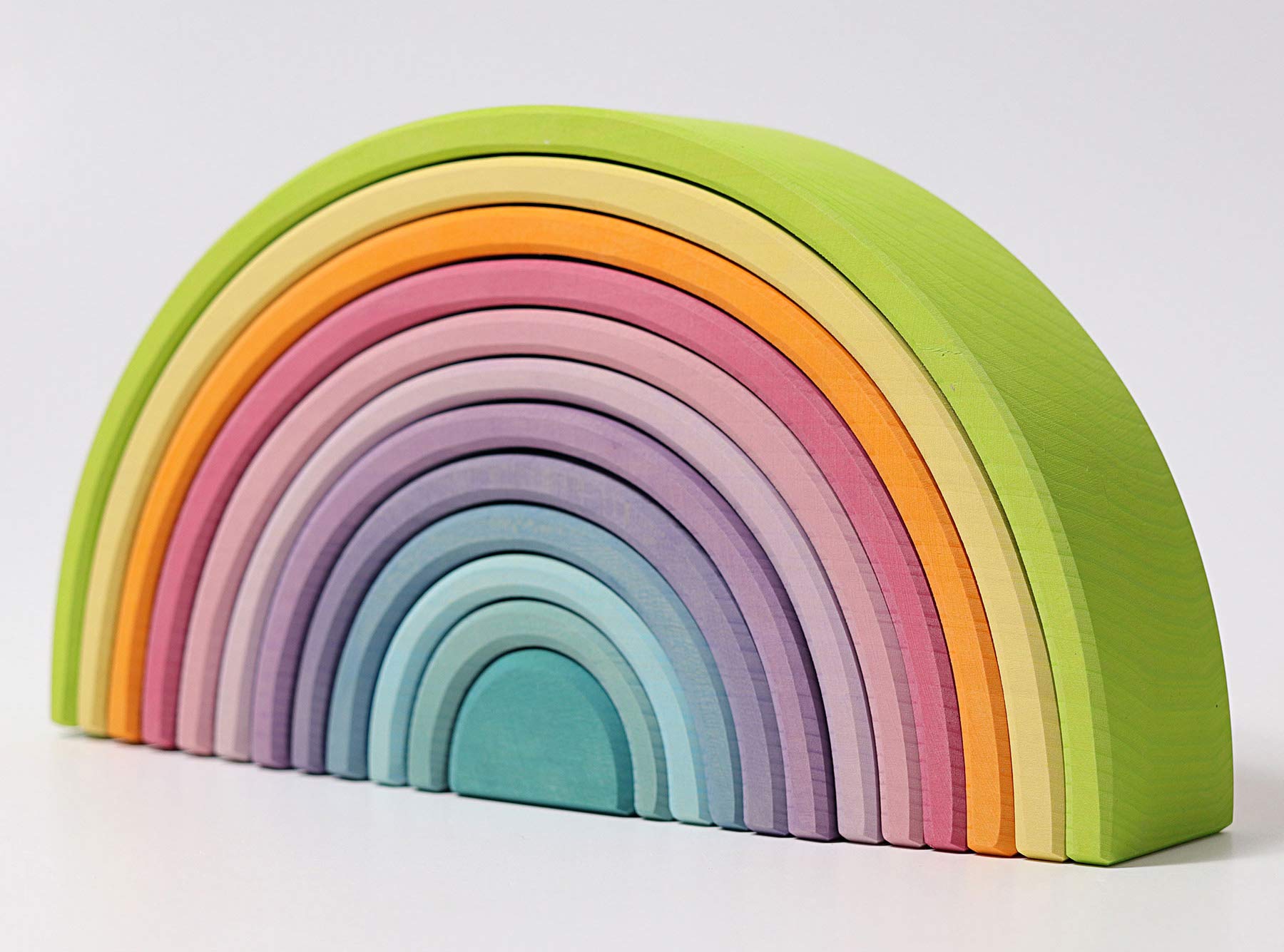 N&M Products X-Large Giant 12-Piece Pastel Rainbow Stacker 14.4" - Wooden Nesting Puzzle/Creative Building Blocks