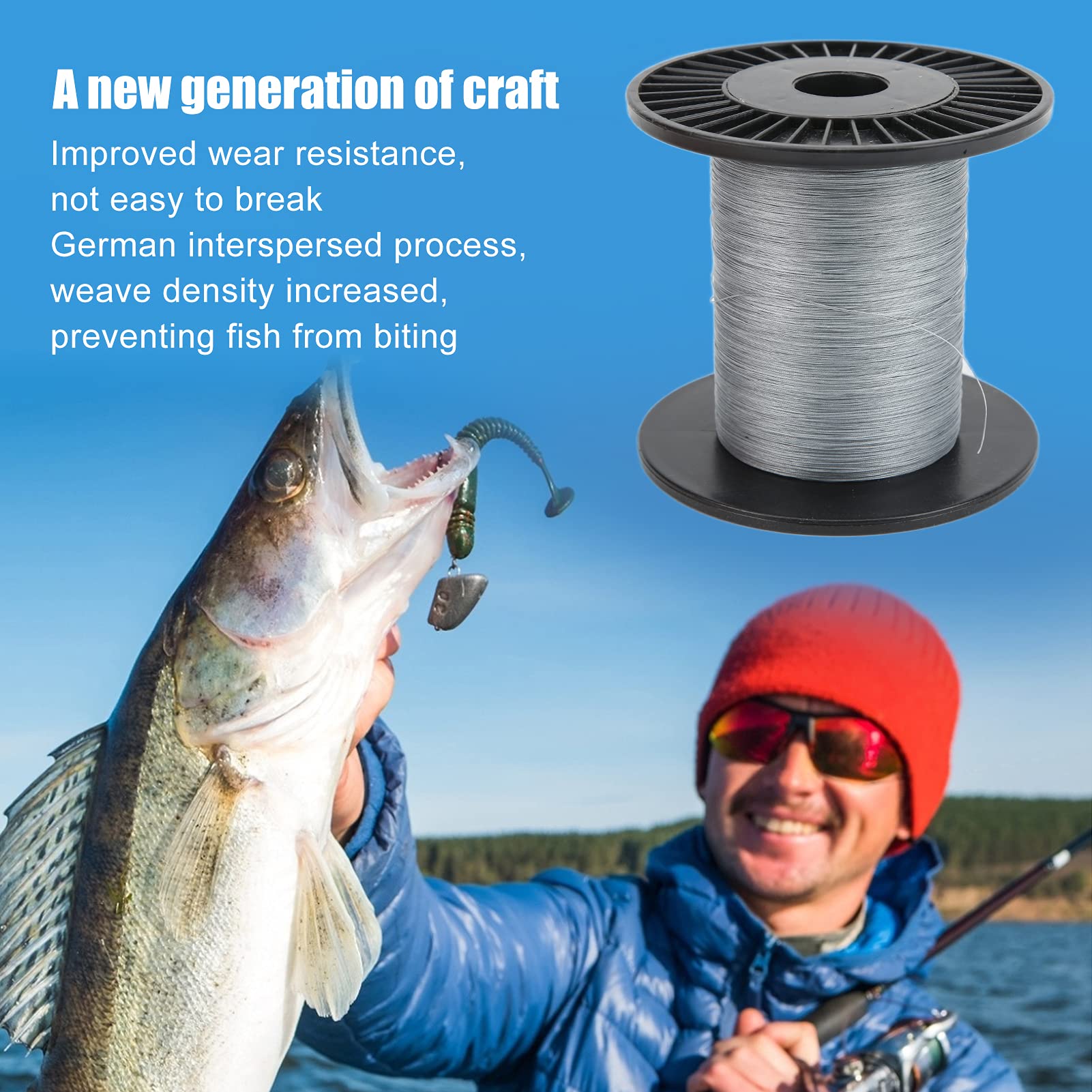 PE Fishing Line, Standard Wire Diameter 500m Fishing Line Glossy Strong Pulling Force Withstand 10 Kg/22lb Environmental for Saltwater for Freshwater(1.0 gray)