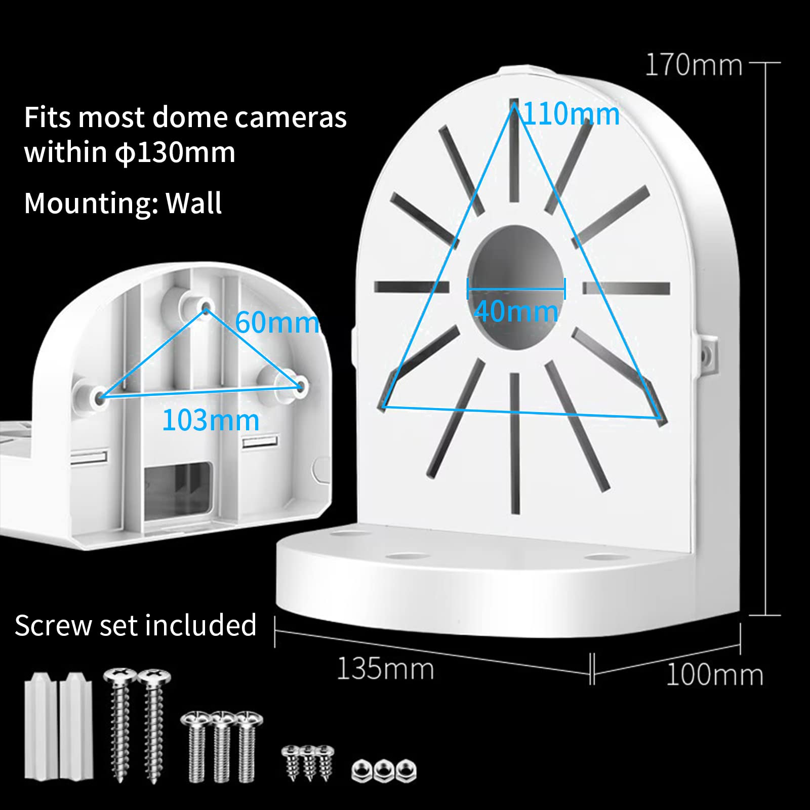 XMARTO BKT02 Wall Mount Bracket for DPM2024 Dome PTZ WiFi Security Camera (2-Pack), Works for Most Dome Camera Within 5-inch