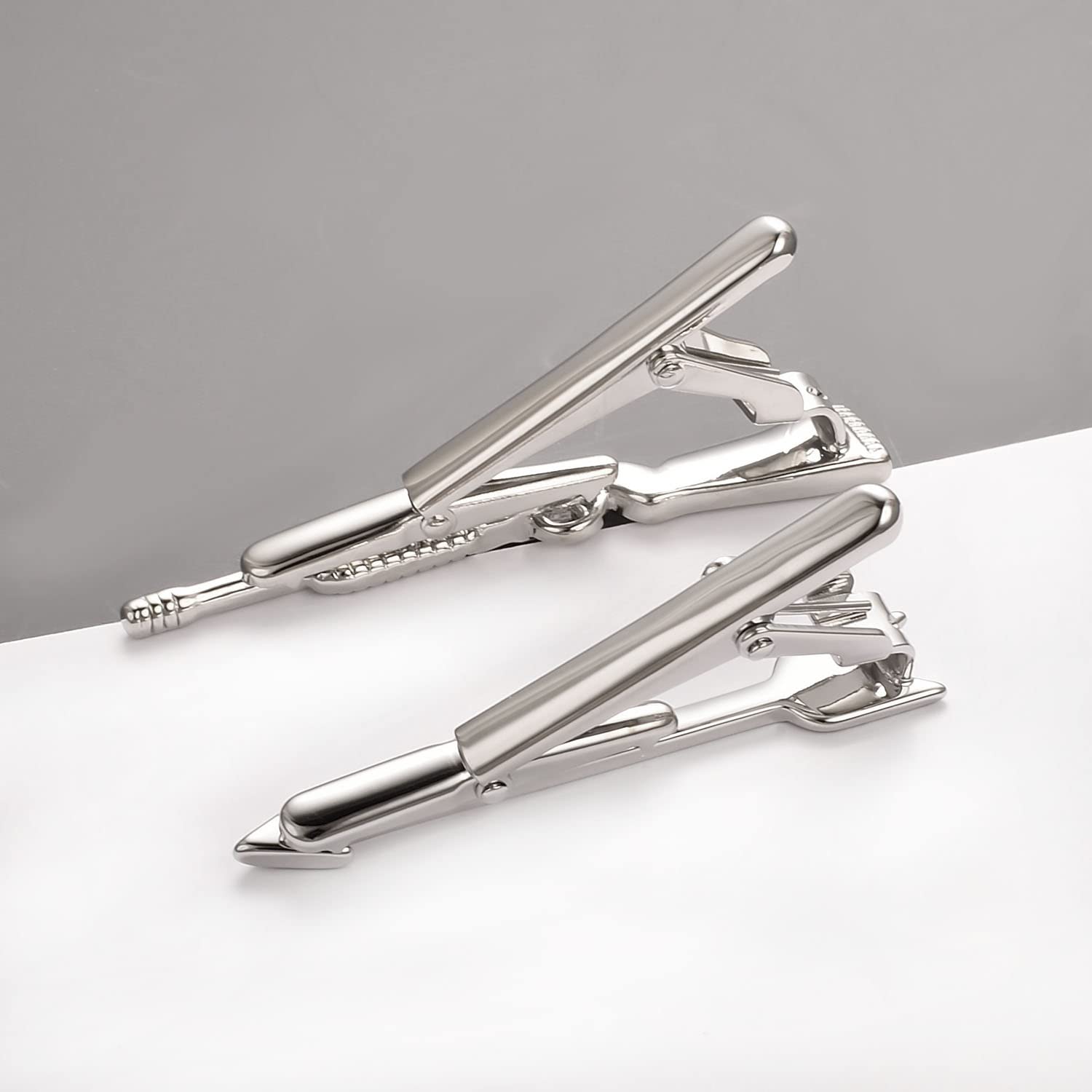 RunootPR Silver Tie Clip Set for Men Unique Sword 2.4" Business Tie Bar Personalized Jewelry Gift