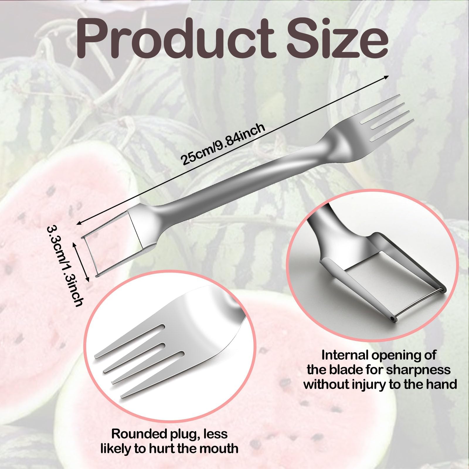 Stainless Steel Fruit Cutter 2-in-1, 2024 New Watermelon Fork Slicer Fruit Slicer Tool, Double Headed Fruit Fork Slicer, Home Kitchen Summer Camping Tool (1 PC)