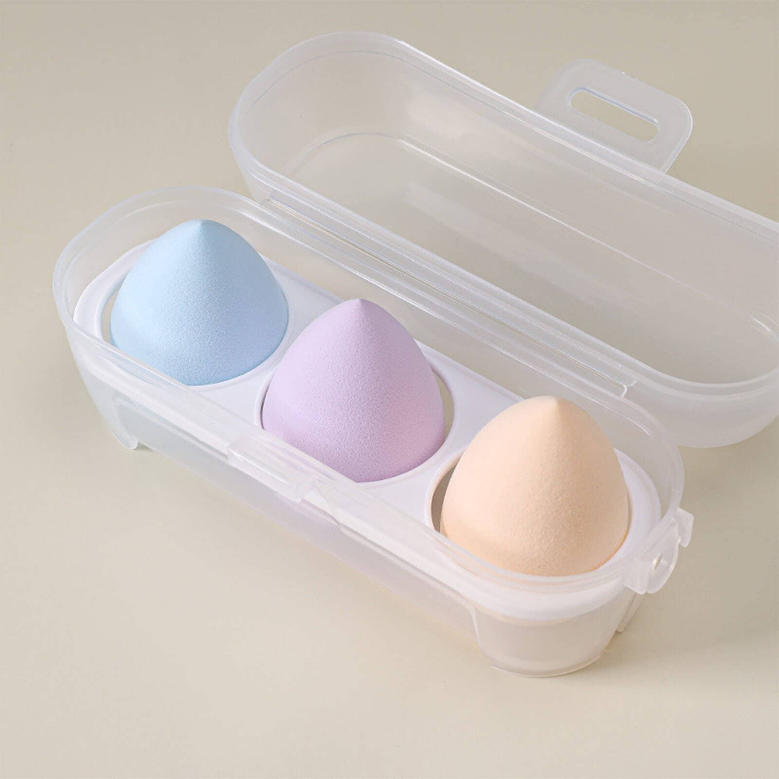 XMOSNZ Makeup Sponge Sets 3pcs Foundation Blending Sponge Pink Latex Free and Vegan Makeup Sponges with a Storage Case (3, Blue Purple)