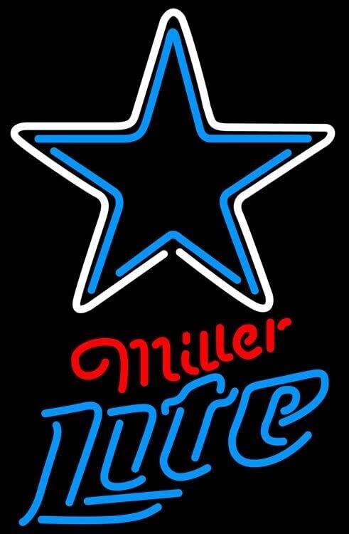Queen Sense 10" Vivid Millers Lite Dallas's Sports Team Cowboy LED Sign Light Lamp Cute Bright Neon Wall Decor STS284