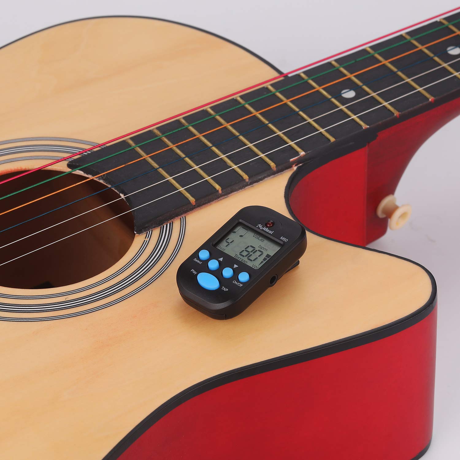Mini Digital Metronome, Multifunctional, Portable, Volume Adjustable, Clip on, with Speaker, Beat Tempo, with Battery for Piano, Guitar, Saxophone, Flute, Violin, Drum (Black)
